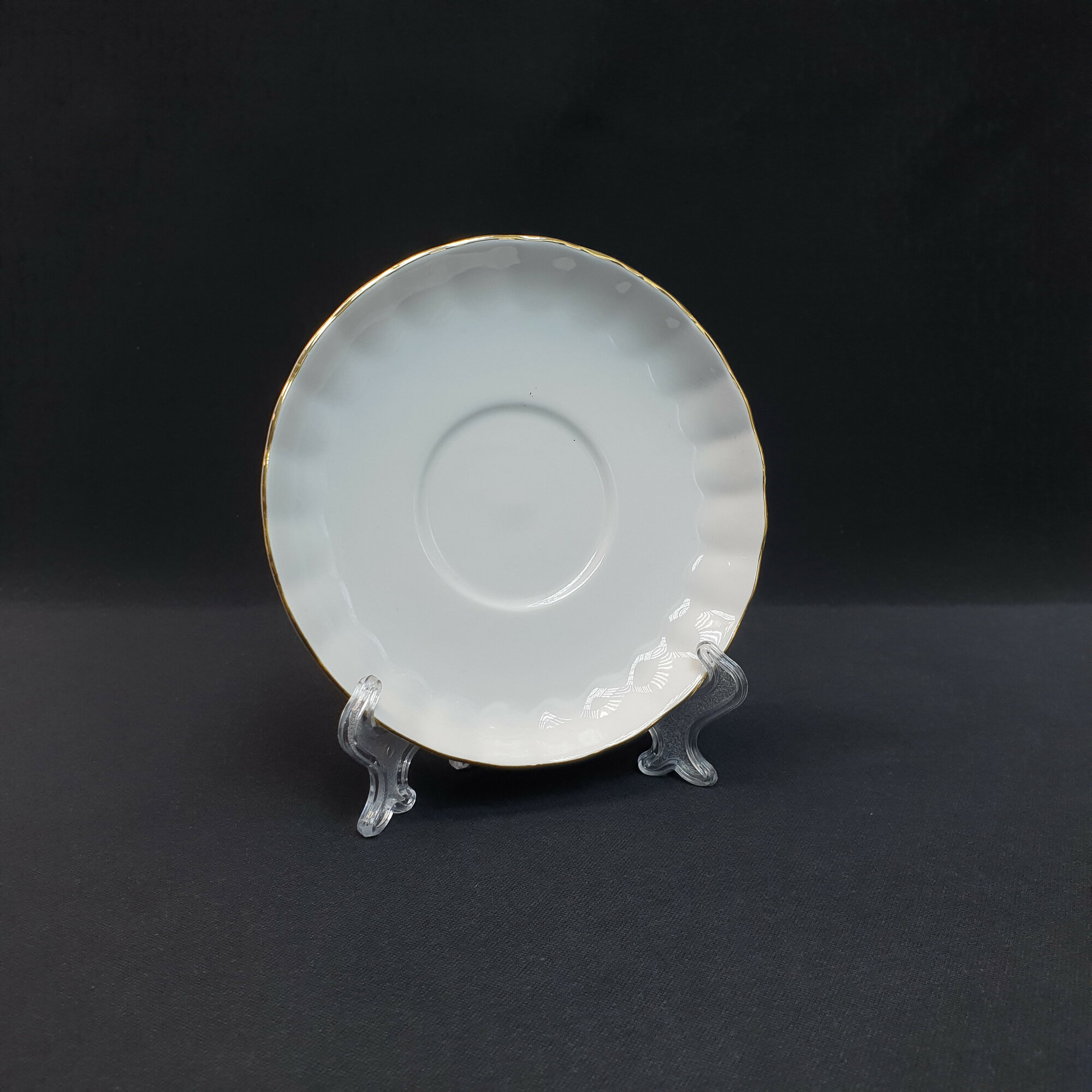 Винтажное блюдце Коростень, фарфор позолота 135 мм, СССР