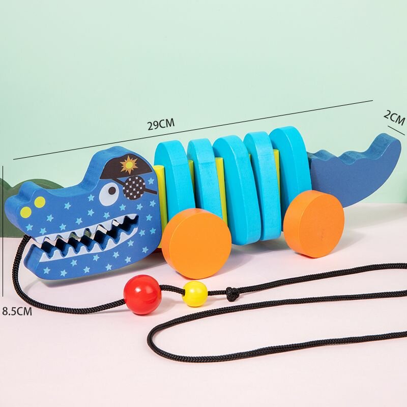 Детская игрушка-каталка в виде животного: щенок, крокодил, детская каталка, игрушка на шнурке для обучения ходьбе.