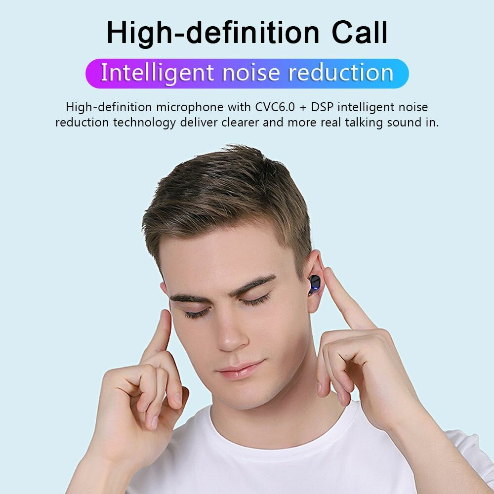 Наушники True Wireless Bluetooth Гарнитура Стерео Handsfree с микрофоном 2000mAh чехол с LEDдисплеем