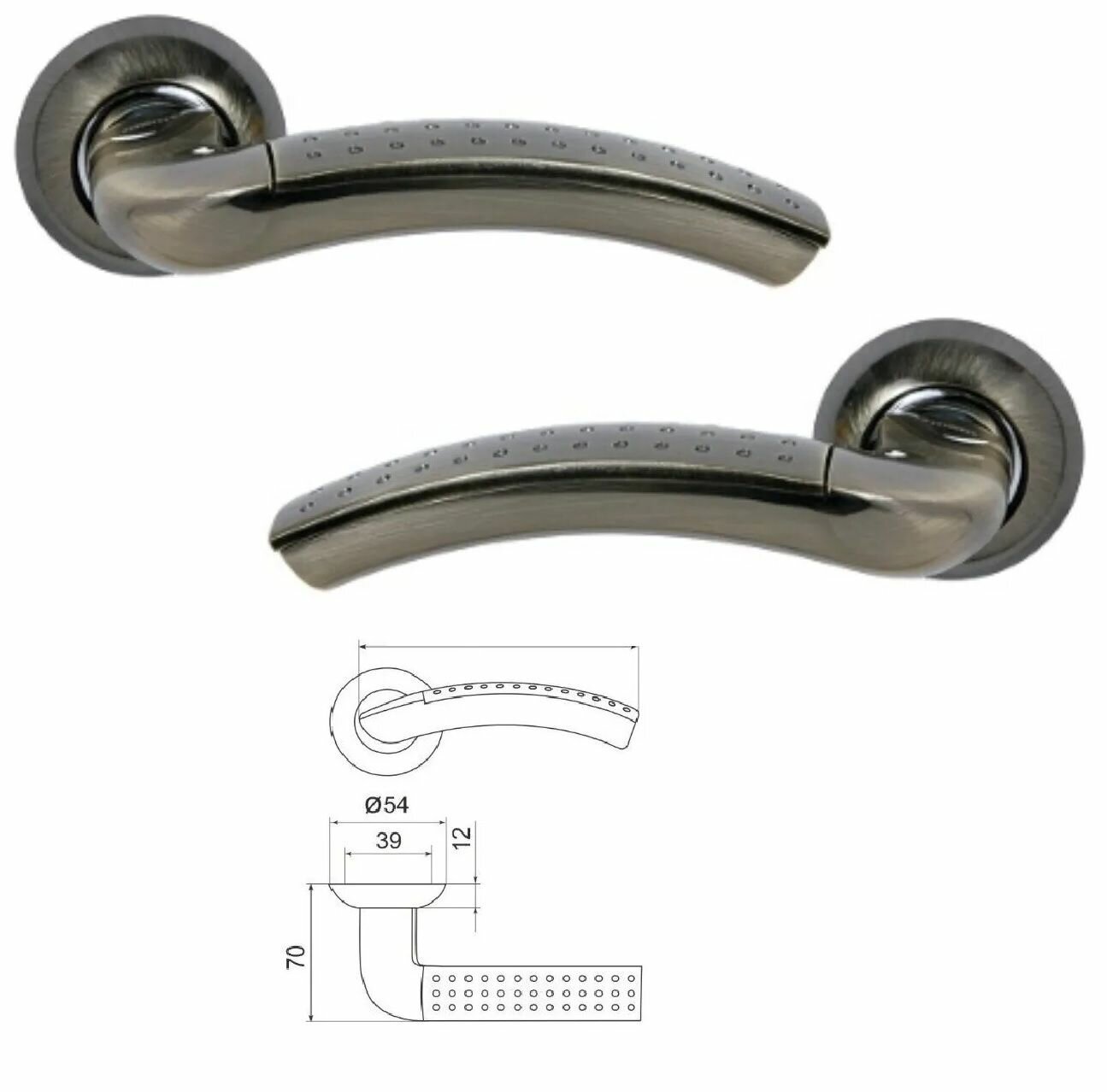 Дверные ручки для входных дверей тяжелые (950 гр) с точками MSM R412 AB Бронза