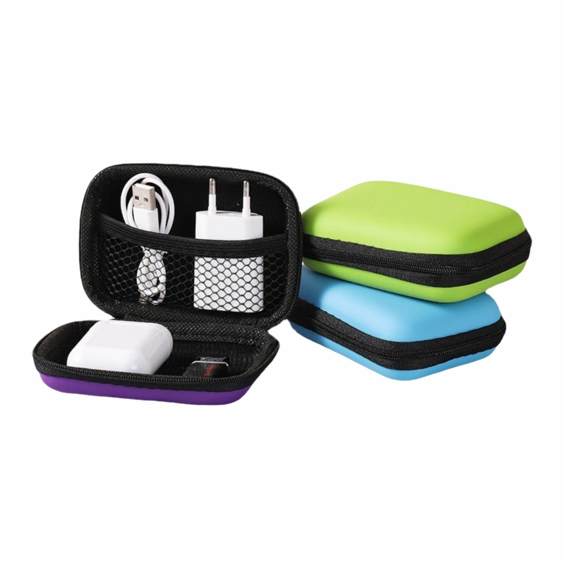 Жесткий чехол для наушников и зарядных кабелей, компактный кейс для аксессуаров,1 шт.