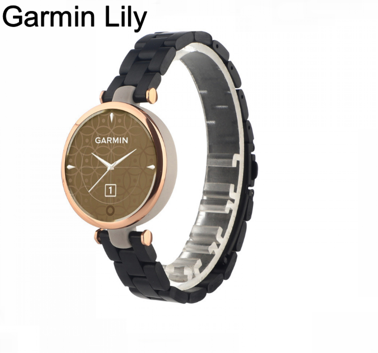 Сменный стальной ремешок MyPads для смарт-браслета Garmin Lily с раскладным замком-клипсой черный