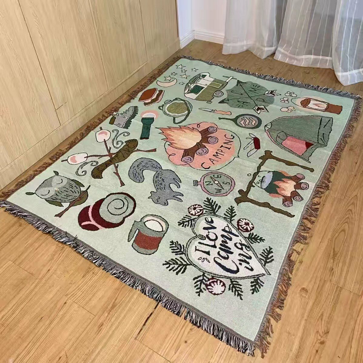 Американский ретро-гобелен для кемпинга на открытом воздухе, покрывало для багажника, настенный гобелен для гостиной, рамка для картин, покрывало для дивана.