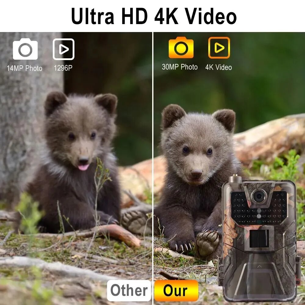 Фотоловушка 4G LTE 4K HD Камера для охоты с датчиком движения и ночным режимом — фото 1
