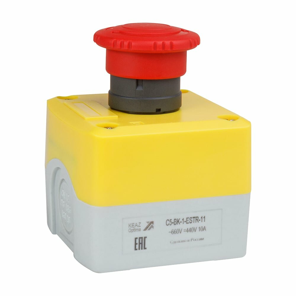 Пост кнопка аварийная КЭАЗ стоп OptiSignal D22 C5-BK-1-ESTR-11 1НО+1НЗ возв пов XALK178E 338522