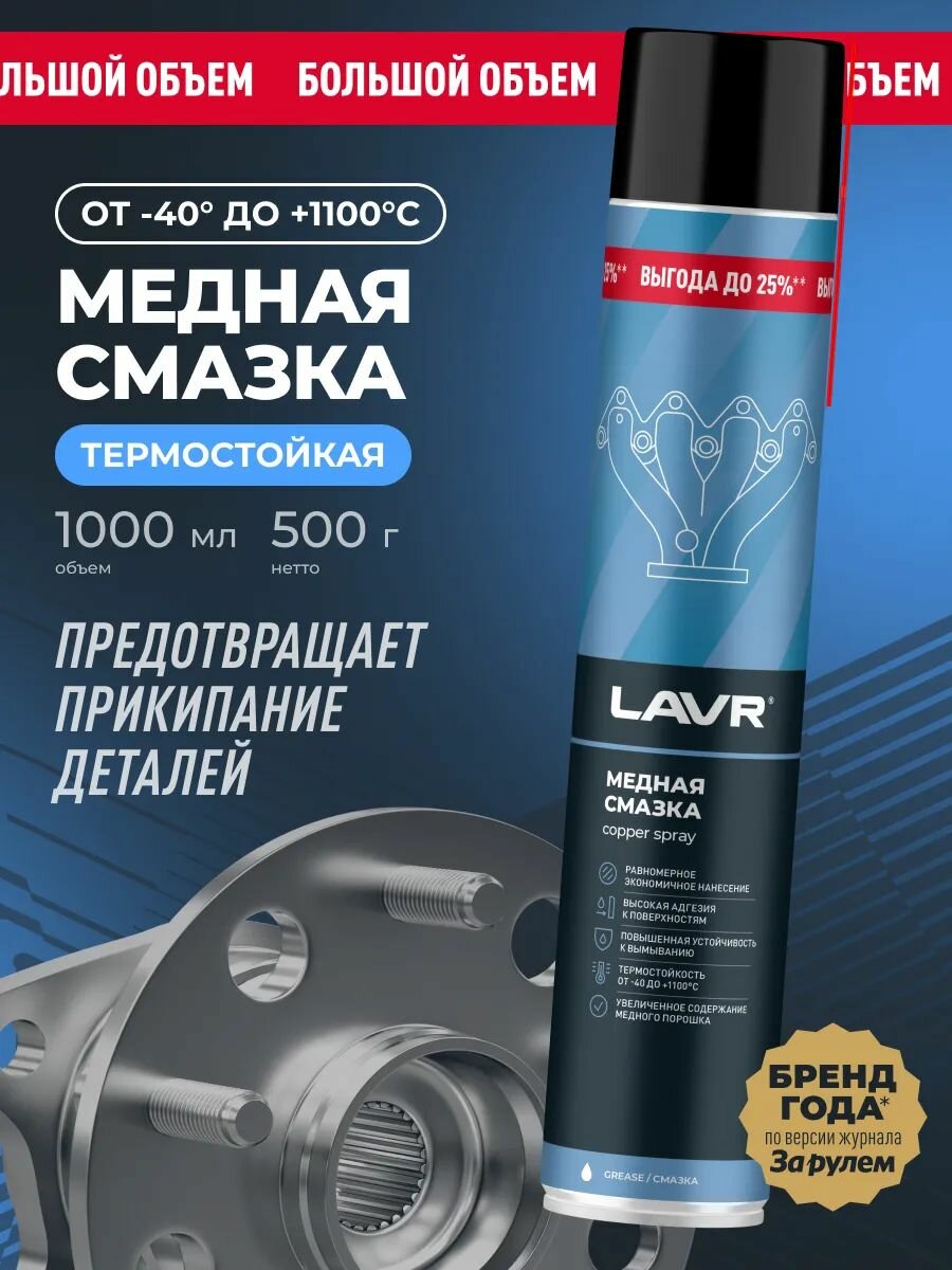 Медная смазка LAVR, 1 л Ln2483, термостойкая, -40 до +1100°С