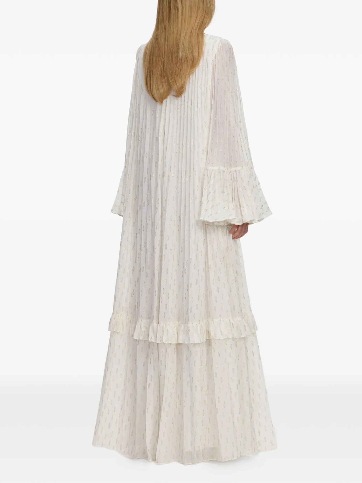 Платье Self-Portrait Ruffled maxi dress, размер 12, белый — фото 1