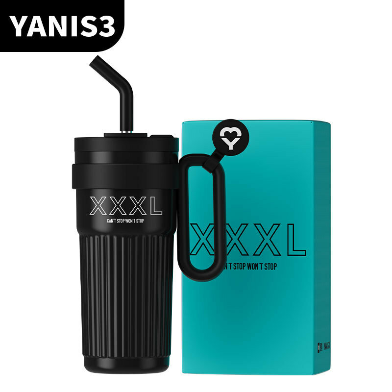 Кофейная кружка большой емкости YANIS3 x Dewu для мужчин и женщин, высокая эстетическая ценность, бутылка для воды большой емкости, кружка из нержавеющей стали 316L.