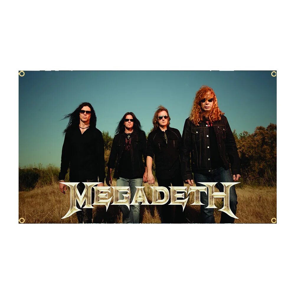 Персонализированный флаг M-MegadethS из полиэстера Черный, 90 х 150 см, синий И белый полостя