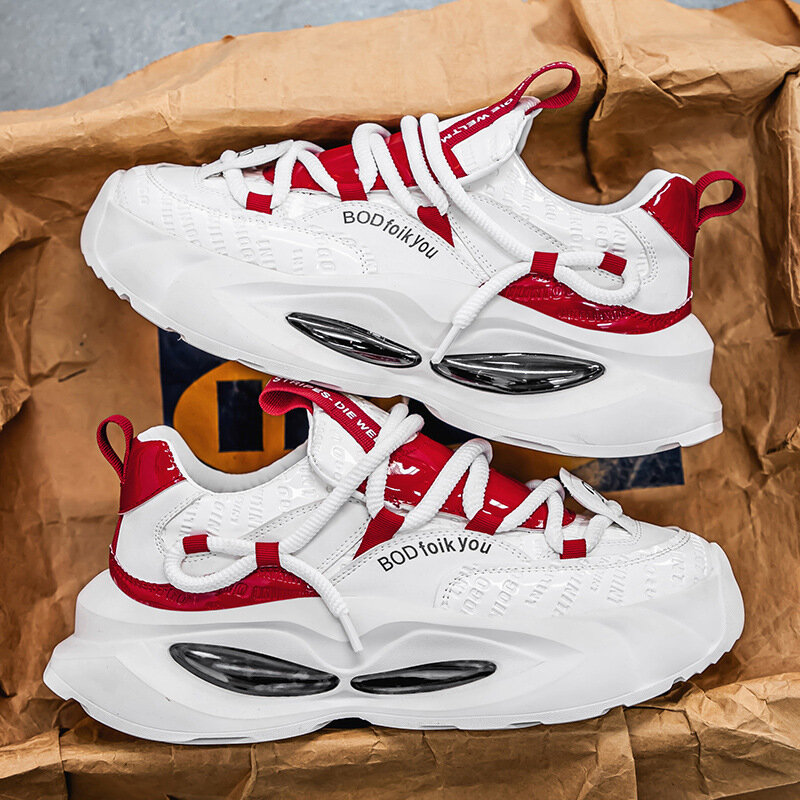 LUO Обувь мужская Осенняя для подростков Высокая обувь нагретая/white red