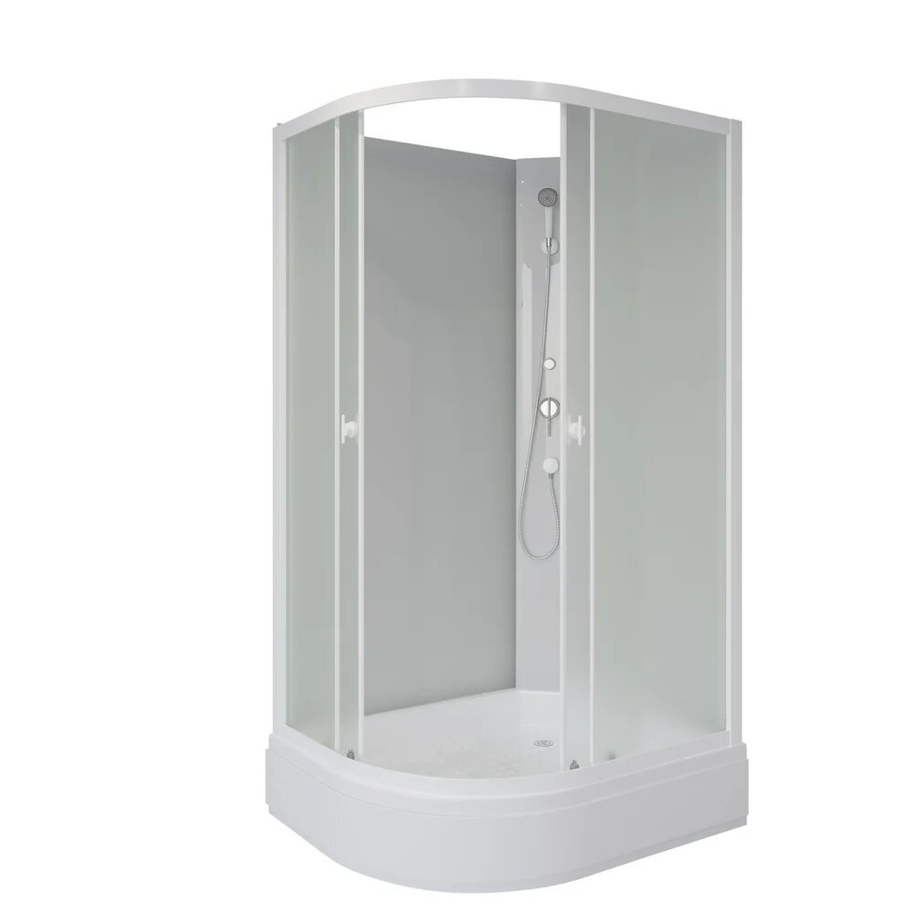 Душевая кабина Niagara Промо (Promo) P100/80/26R/MT/BK стеклянная, 100x80, открытая (без крыши), с матовым стеклом, без гидромассажа, средний поддон, с белым профилем