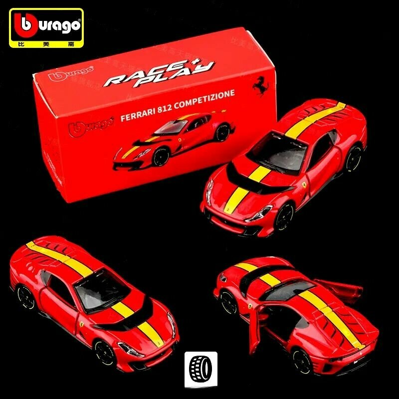 Машинка BBURAGO 1:64 Ferrari SP3 Rafa SF90 Имитационная модель легкосплавного автомобиля