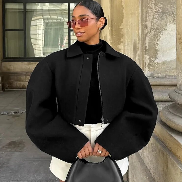 Женская короткая шерстяная куртка bywindto S