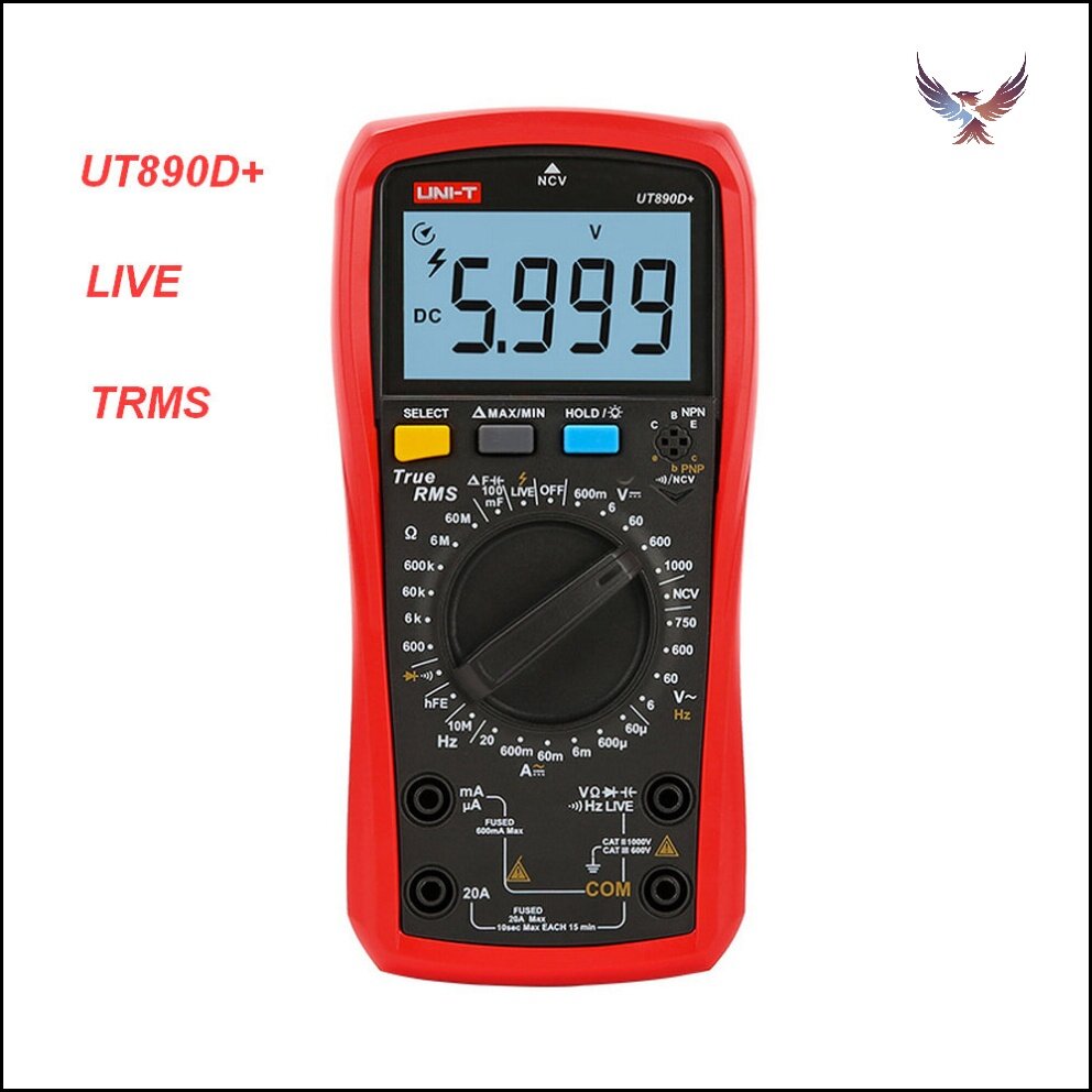 Мультиметр UNIT UT890D+ True RMS 6000, с подсветкой дисплея, автоматическое отключение