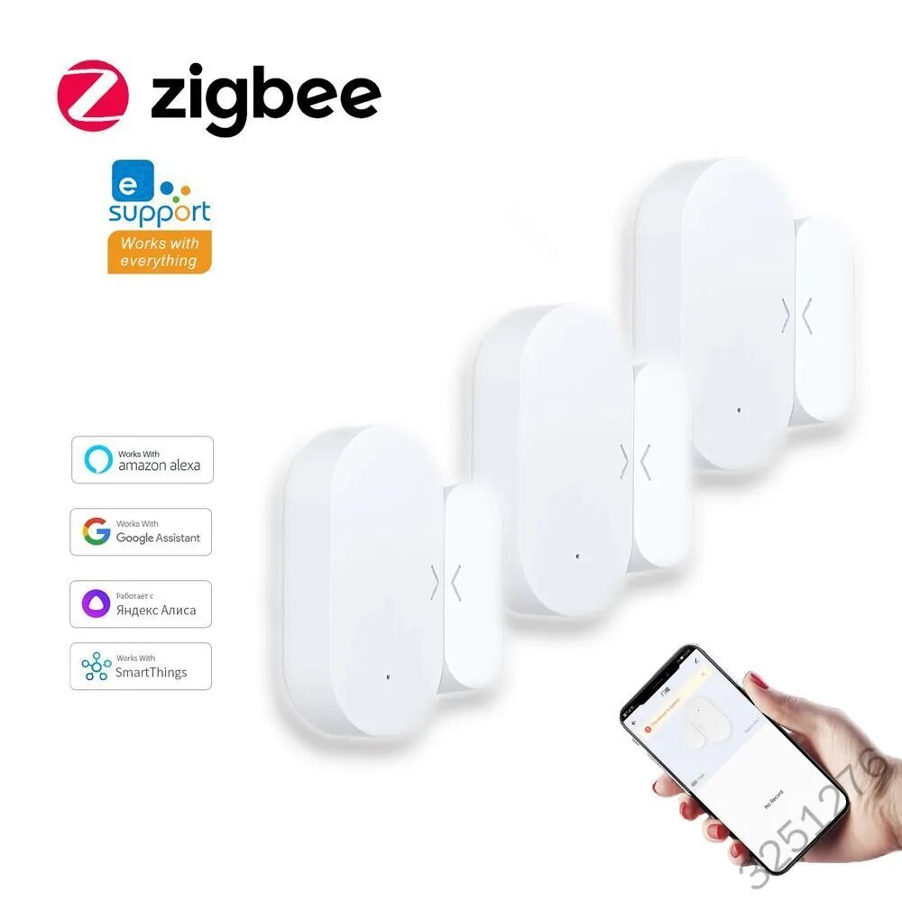 Датчик умного дома Zigbee, беспроводной датчик открытия двери/окна, совместимый с eWeLink, Amazon Alexa, Google Assistant и SmartThings