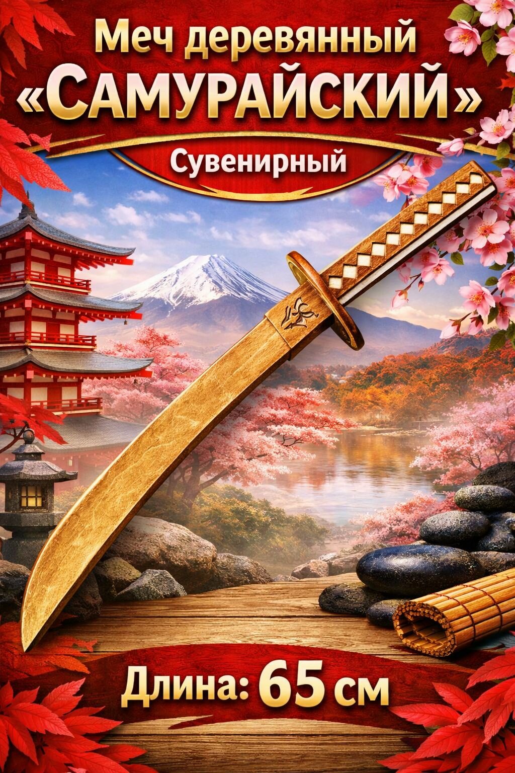 Меч деревянный "Самурайский" сувенирный, 65см