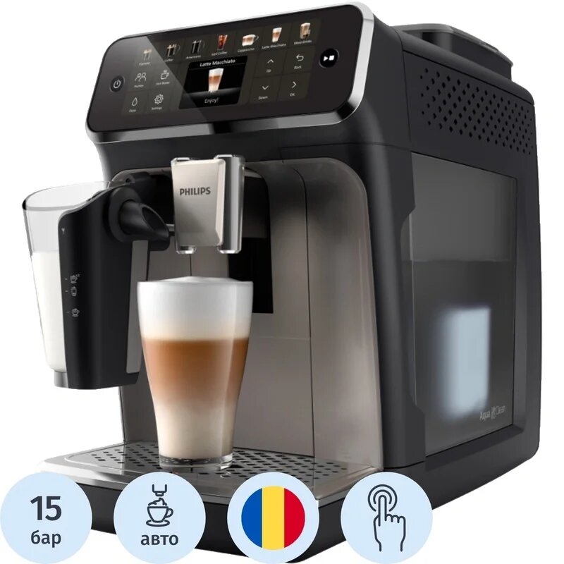 Кофемашина с капучинатором Philips EP4449/70 чёрная, 2384659