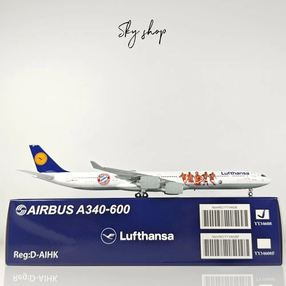 Сборная модель самолета Lufthansa Airbus A340-600 1/400 масштаб, Германия, для взрослых и детей — фото 1