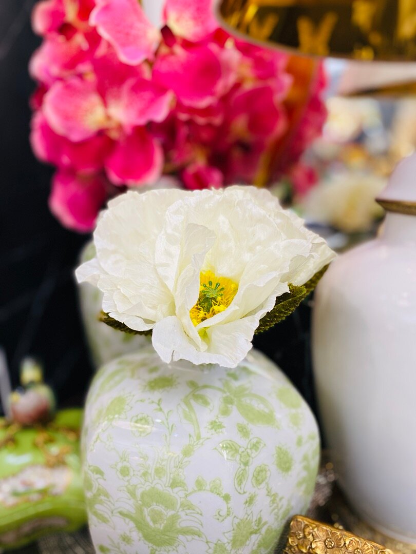 Цветы декоративные Мак букет белый Casaentera 28 см CE08-KXL355A-1