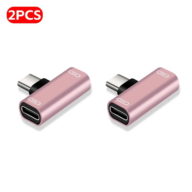 2/1 шт. USB-разветвитель типа C «папа» на двойной адаптер типа C «мама» 2IN1, зарядное Pink-2PCS