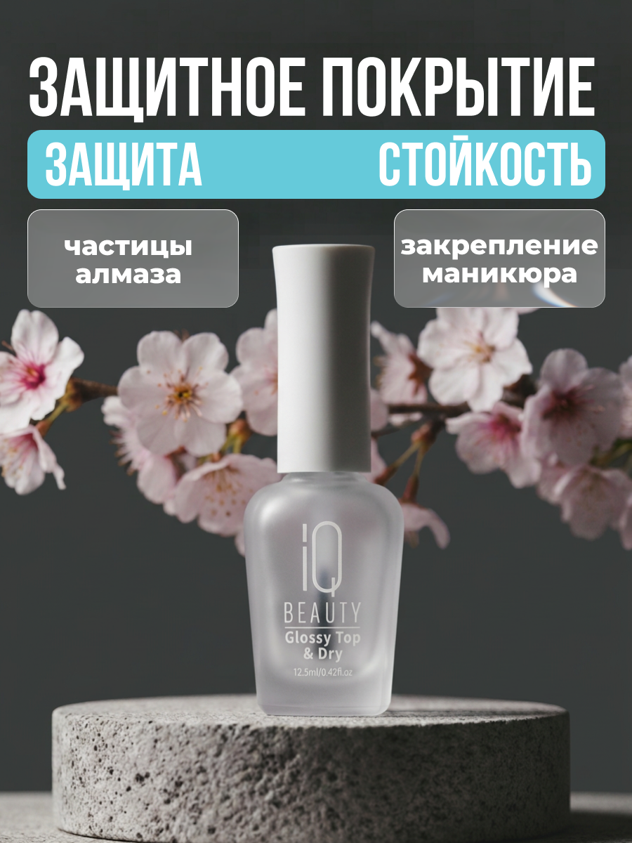IQ Beauty Зеркальное защитное покрытие и сушка / Glossy Top & Dry, 12,5 мл