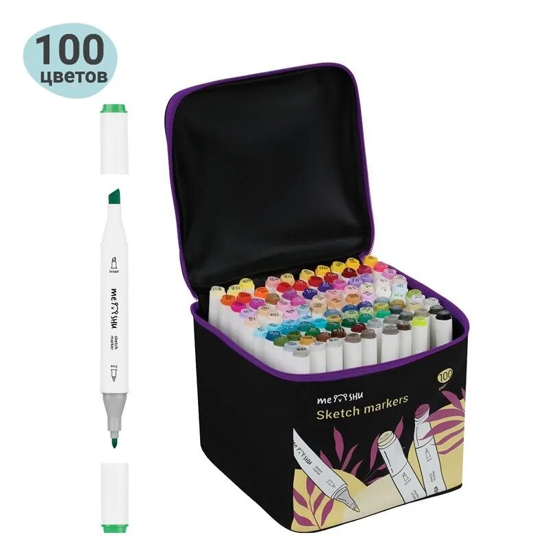 MESHU Набор маркеров Спиртовой, 100 шт. для скетчинга