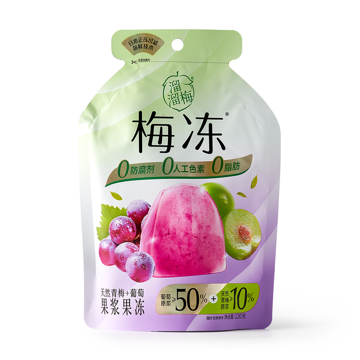 Желе конжаковое Liuliumei, с зелёной сливой и виноградом, 120 гр.