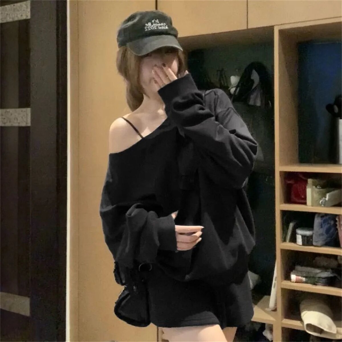 Женская Повседневная Безрукавка С Открытыми Плечами, Хлопковая Кофта С Длинным Рукавом И Круглым Вырезом Для Весны И Осени