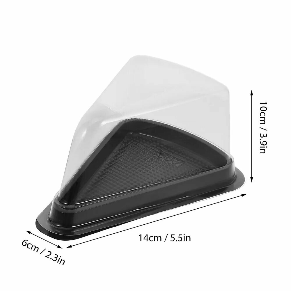 Треугольная коробка для хранения торта, контейнер для торта с крышкой, коробка для упаковки сырного десерта, прозрачная, черная,40 шт.