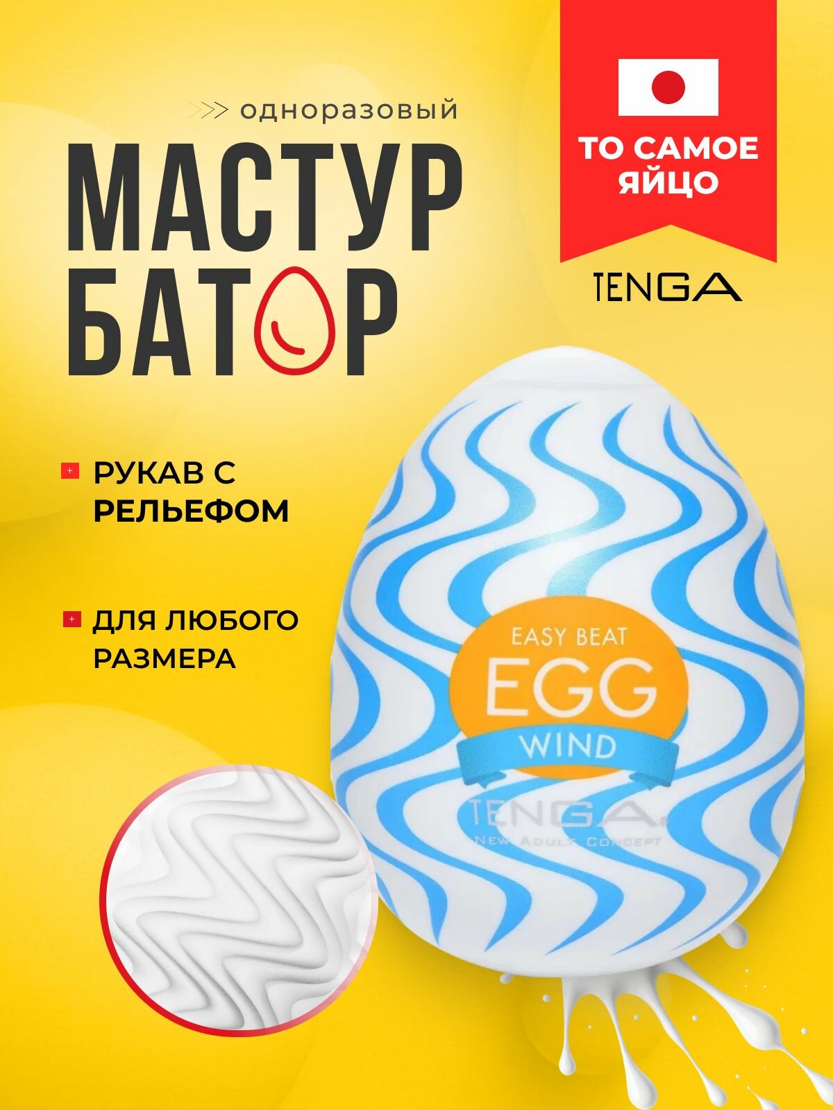 Мастурбатор TENGA EGG Wonder WIND одноразовый рельефный стимулятор яйцо тенга