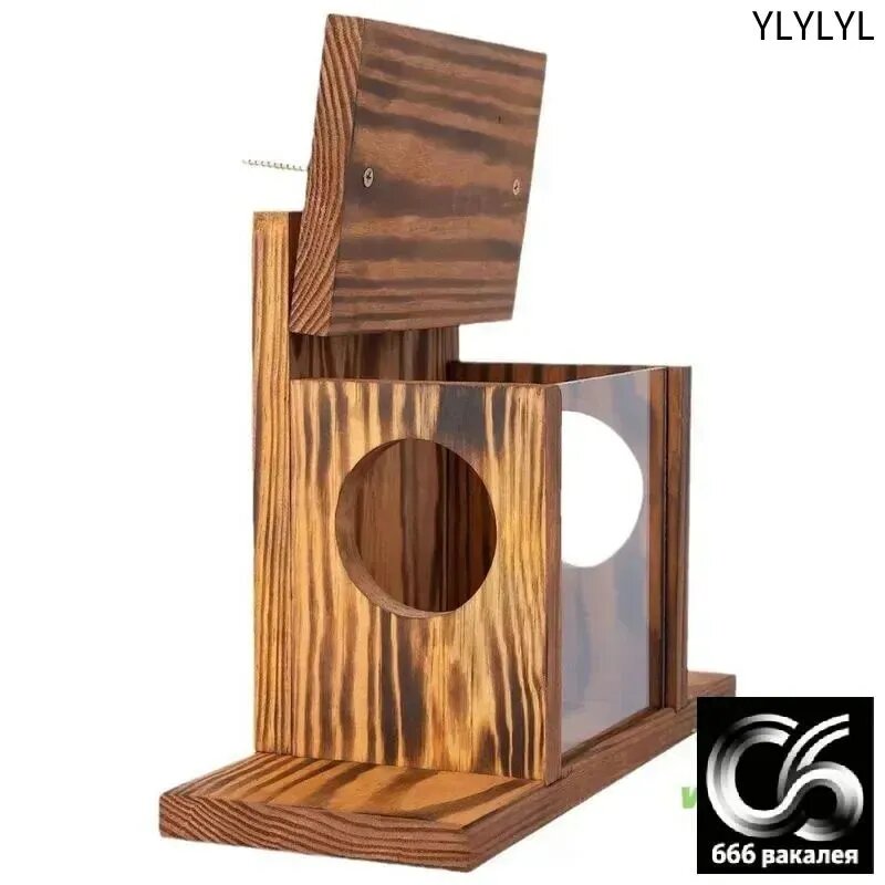 Кормушка для птиц и белок на дерево, бельчатник деревянная для птиц