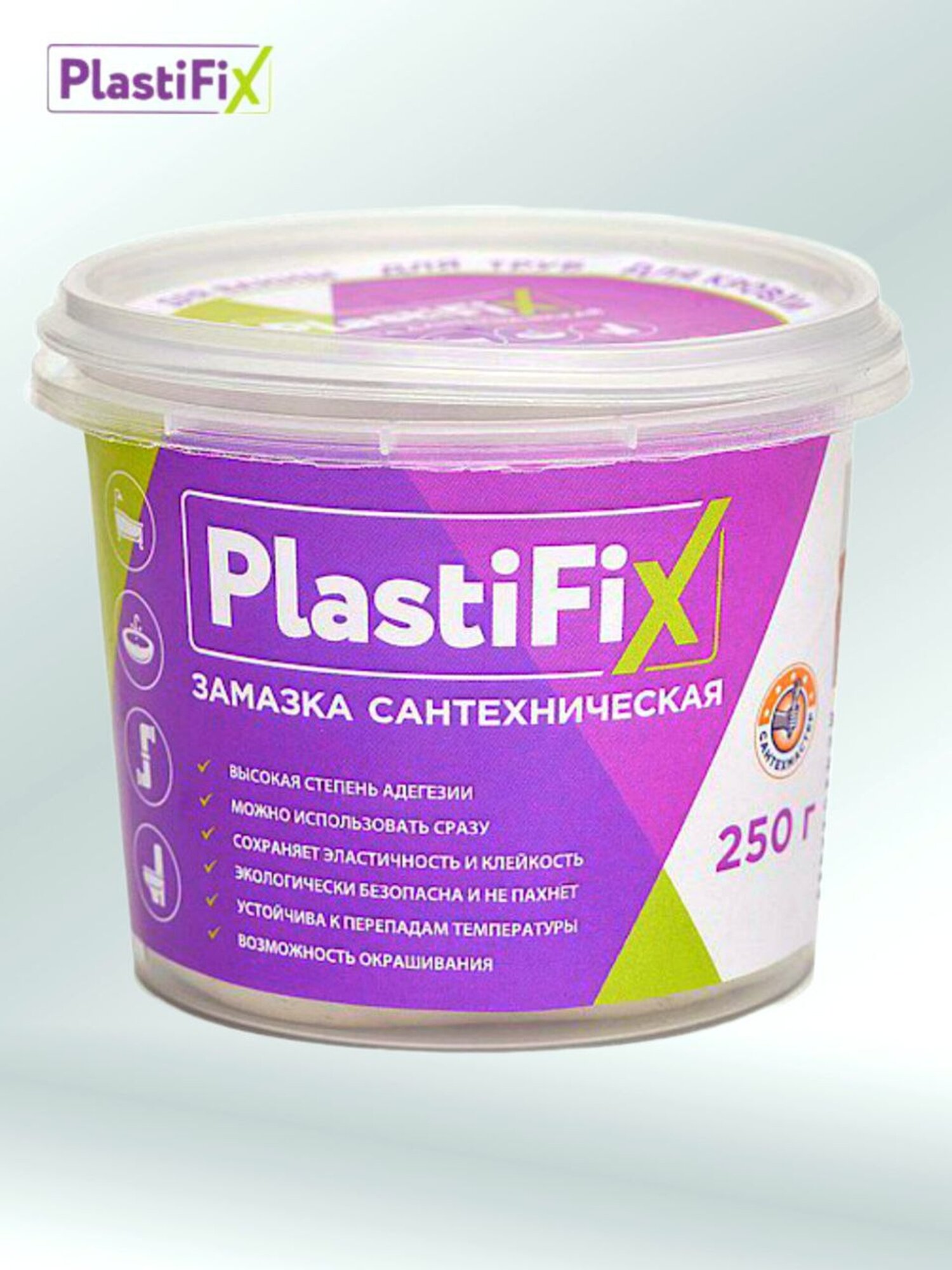Замазка сантехническая СантехмастерГель plastifix, 250 грамм, 1 шт.