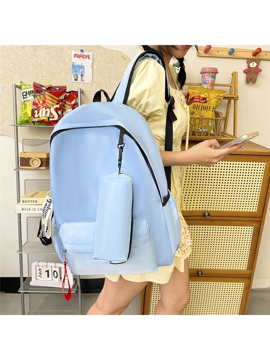 Рюкзак большой емкости для девочек студенток Универсальный Ins Pure Color Bookbag для начальной и средней школы
