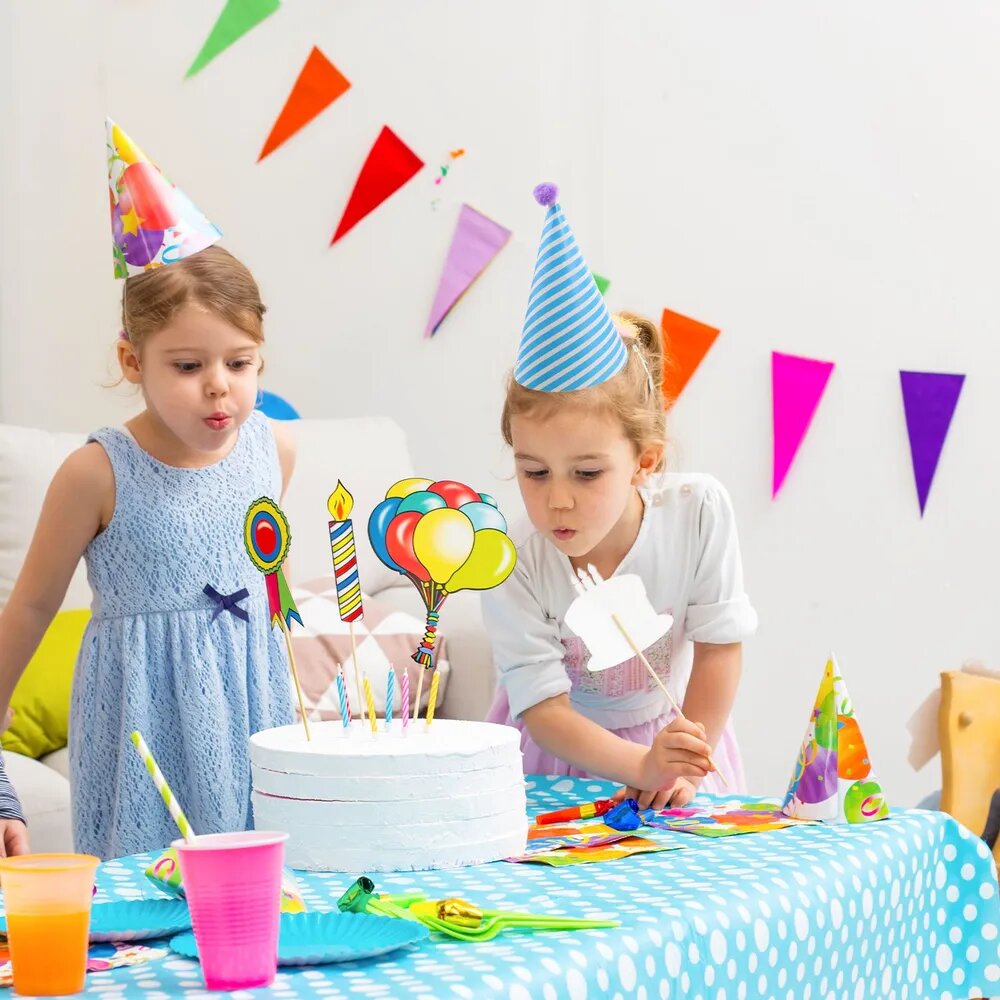 Набор цветных бумажных детских праздничных колпаков, 12 шт для дня рождения