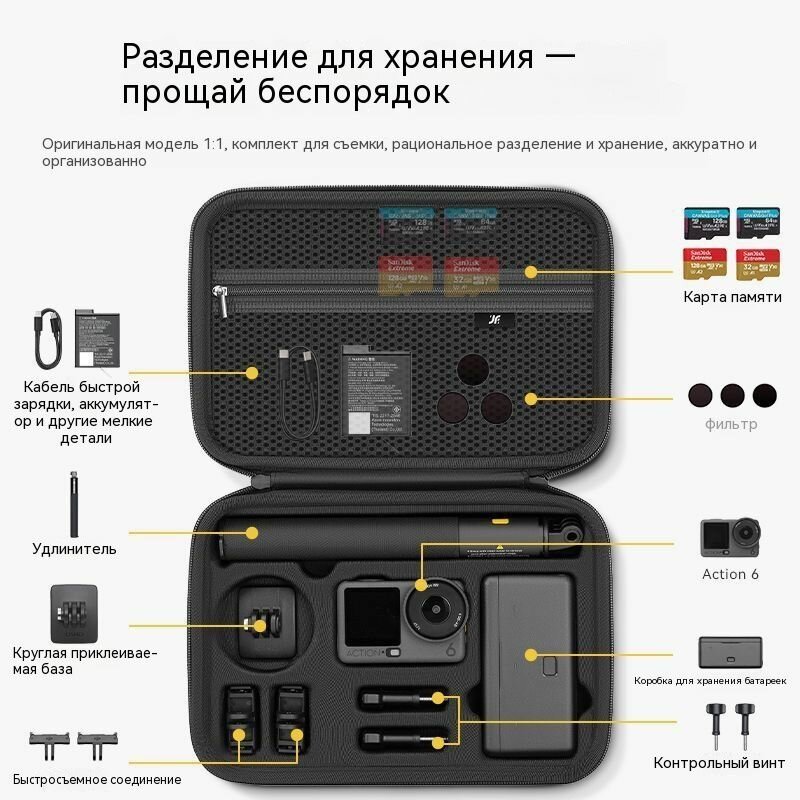 Чехол для экшн-камеры DJI Osmo Action 6, защита от воды, черное