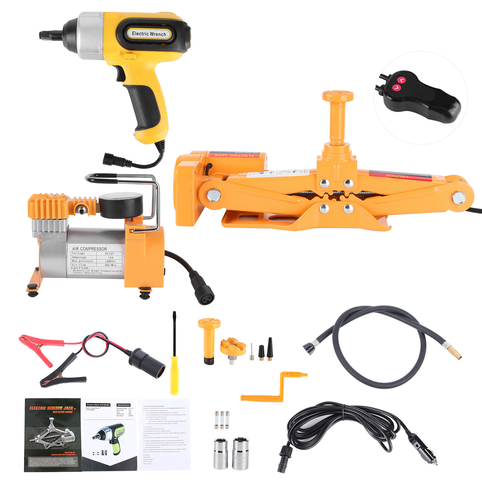 3т Электрический домкрат с гайковертом и компрессором