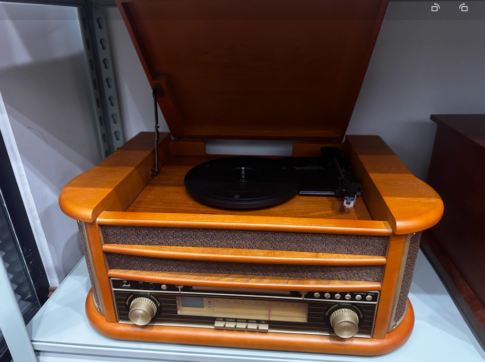 Старый деревянный проигрыватель виниловых пластинок Yearstay с FM-приемником, CD-плеером, динамиком Bluetooth, Функция "Восемь в одном"-x