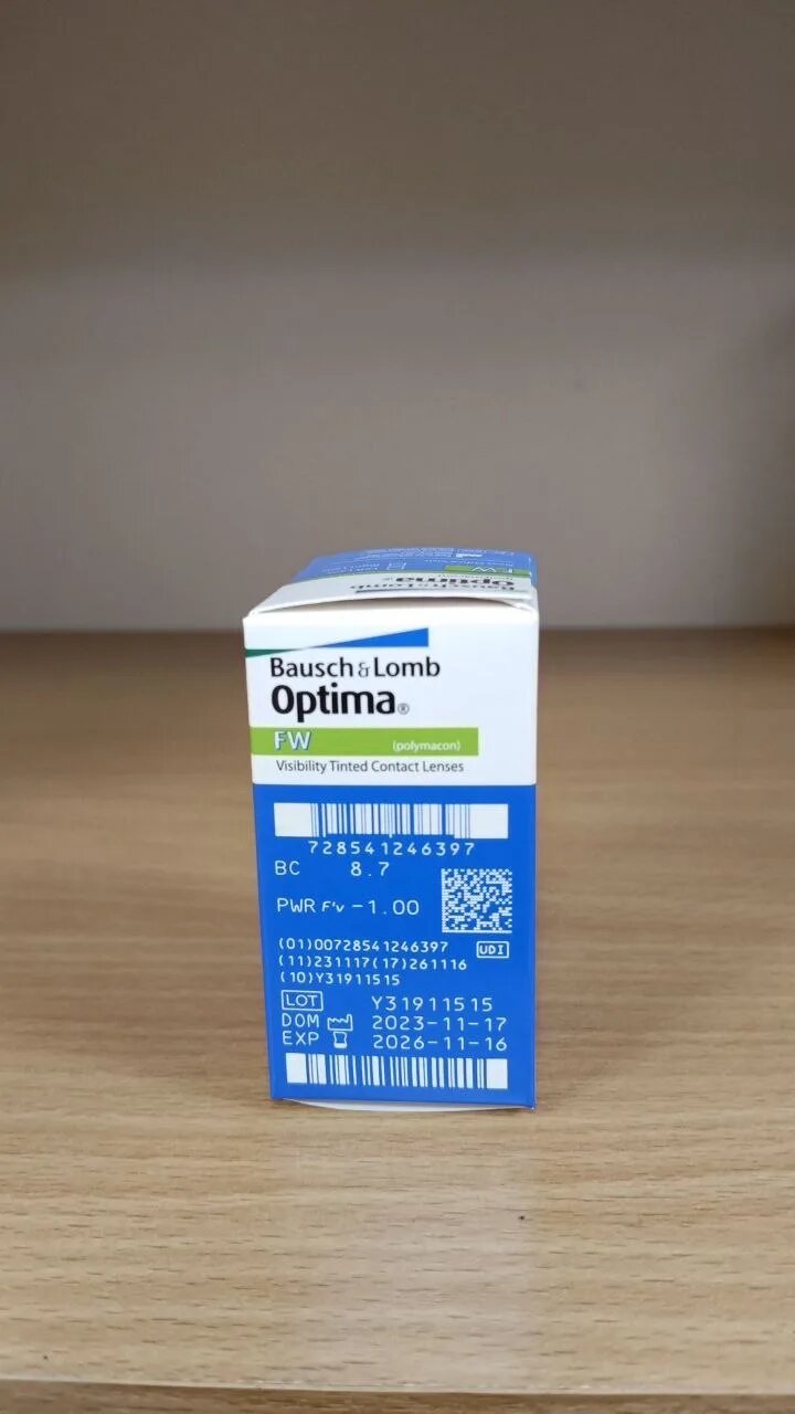 Контактные линзы BAUSCH+LOMB "Optima FW", 4 шт, дневные, -1.00