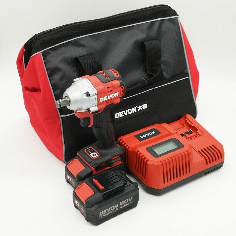 Аккумуляторный гайковерт DEVON, 2 АКБ 4 Ач, ЗУ, сумка, 5760-LI-20-SET