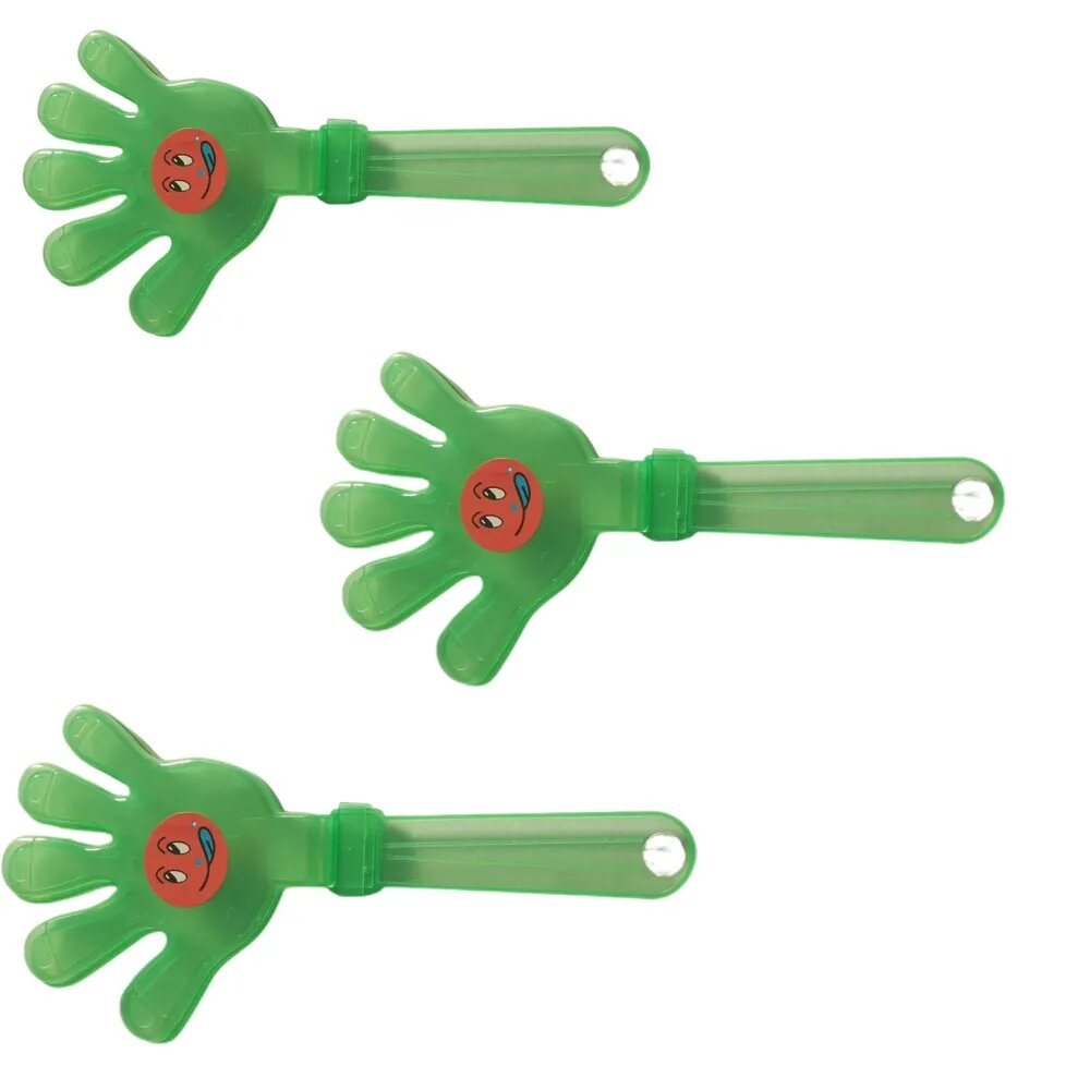 Набор для болельщиков реквизит в виде хлопушки со смайликами, подходит для концертов и футбольных матчей, длина 28 см, упаковка из 3 штук, зеленый.