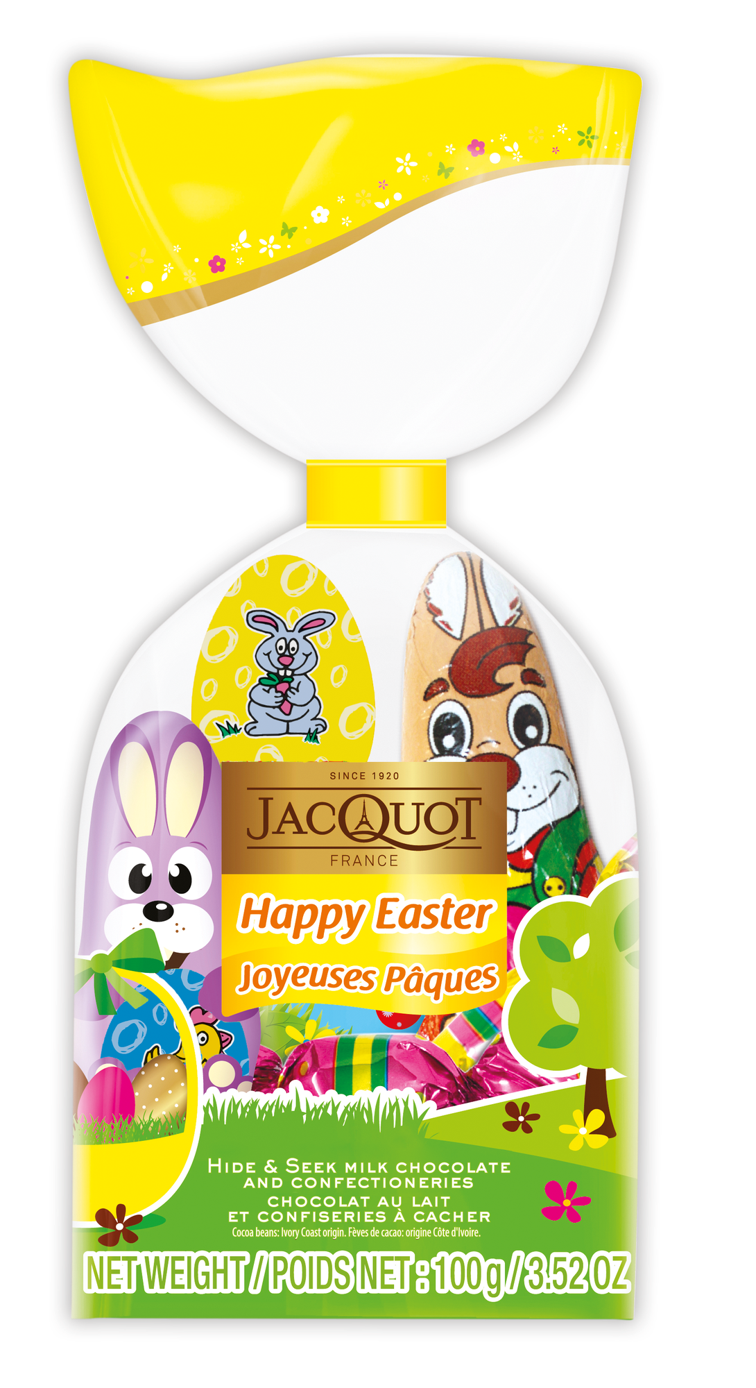 Ассорти фигурок JACQUOT "Happy Easter" из молочного шоколада, Франция, 100г