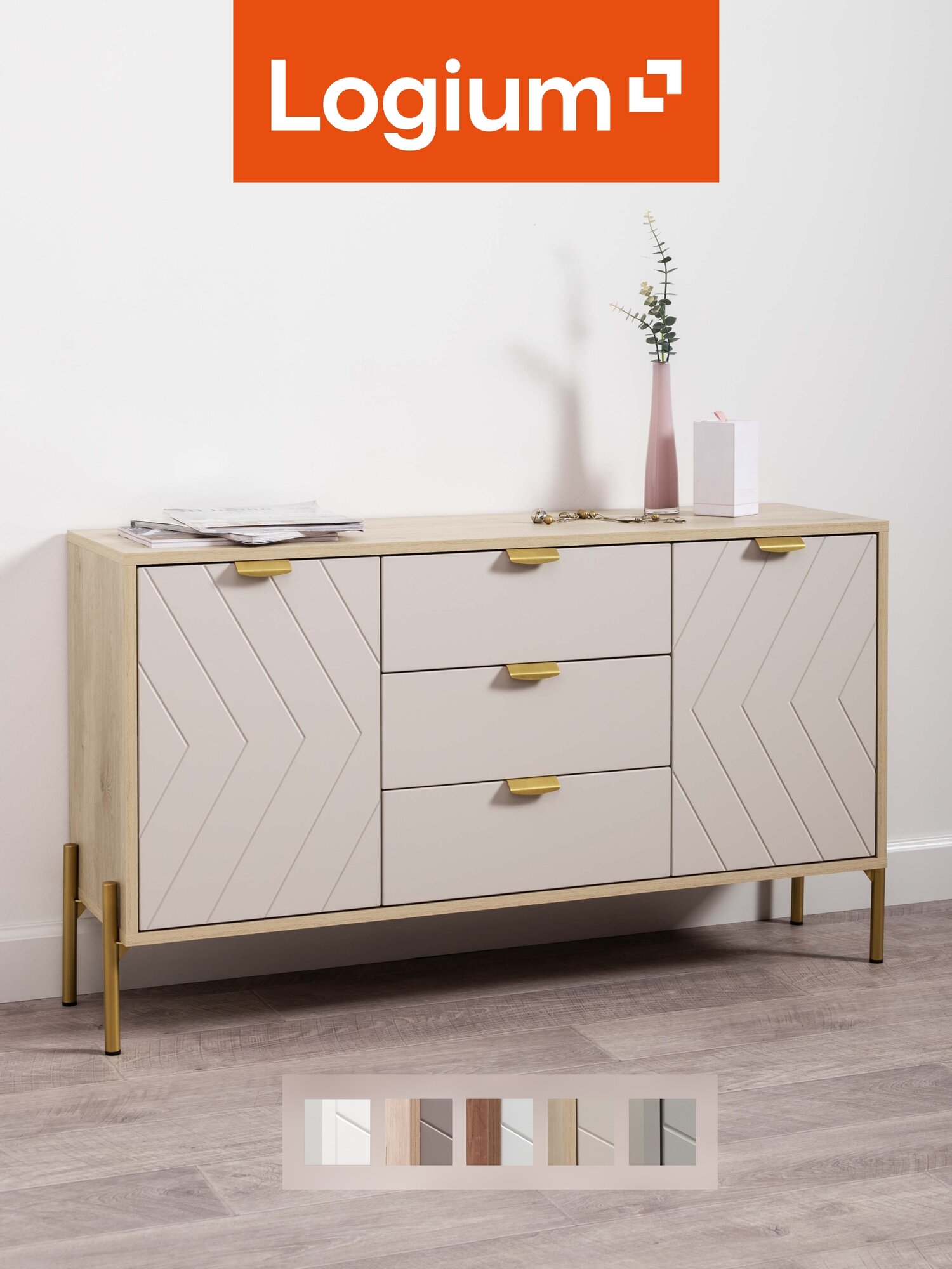 Комод для одежды большой, 119х34х67 см, Венеция 16.229.01, Дуб белый exclusive, Моно керамика