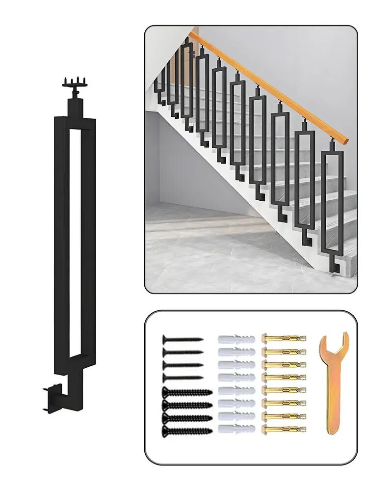 Металлические лестничные ограждения с боковым креплением регулируемые прямоугольные стойки для внутренних и наружных перил