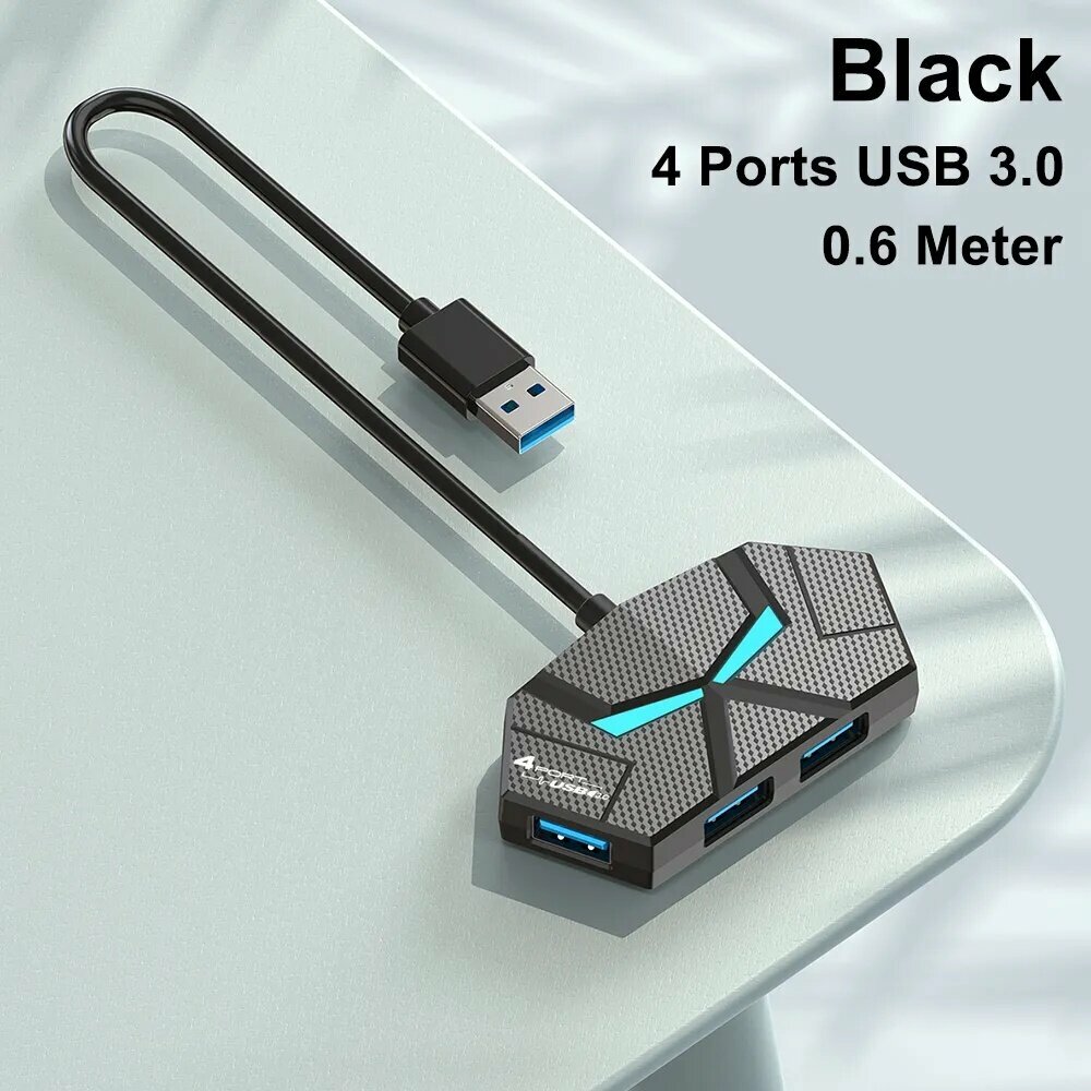USB концентратор 4 в 1, Хаб для компьютера USB-A 3.0 интерфейс, 4хUSB 3.0; кабель 0.6 м / Hoco HB41 Hub
