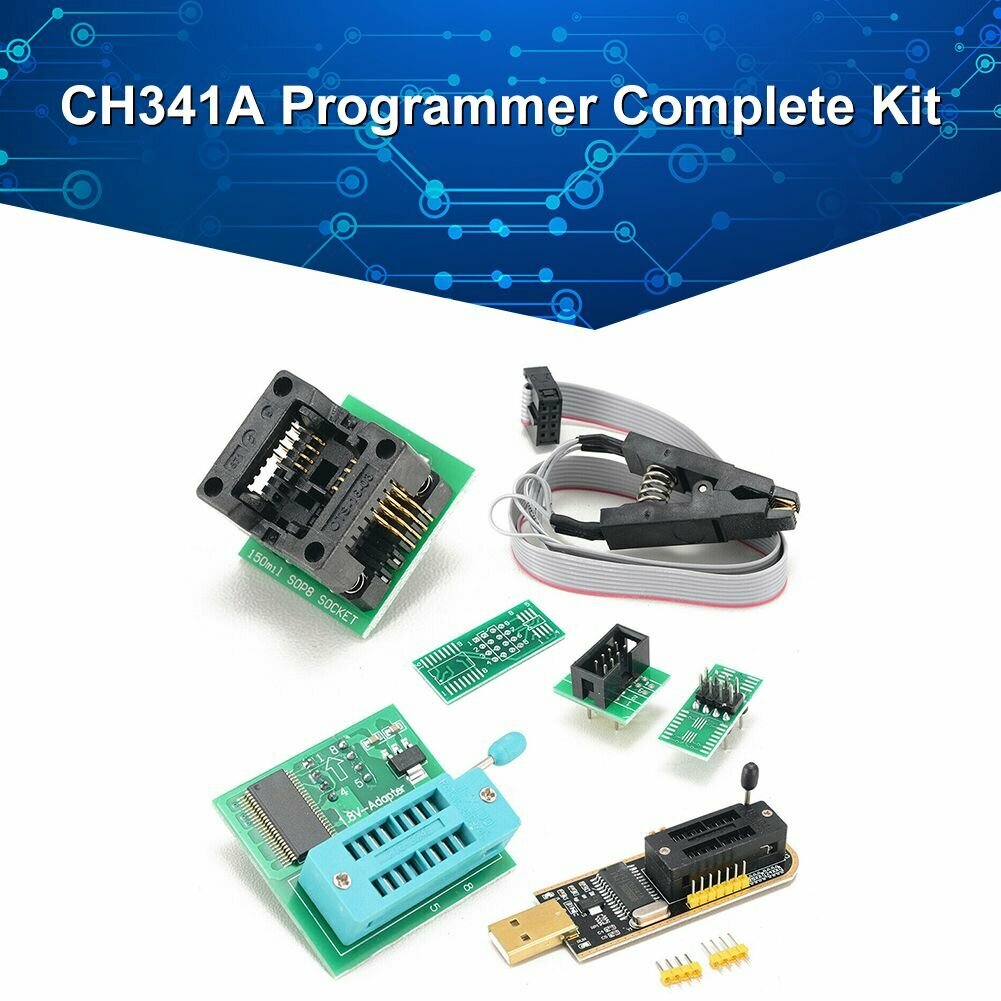 Программатор CH341A для EEPROM и SPI Flash с тестовым зажимом SOP8 — фото 1
