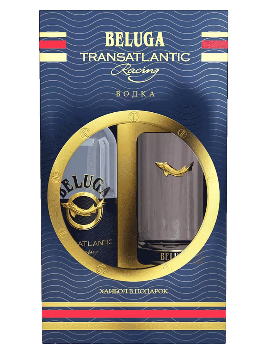 Водка Beluga "Transatlantic Racing" 0,7 л в подарочной упаковке + стакан хайбол