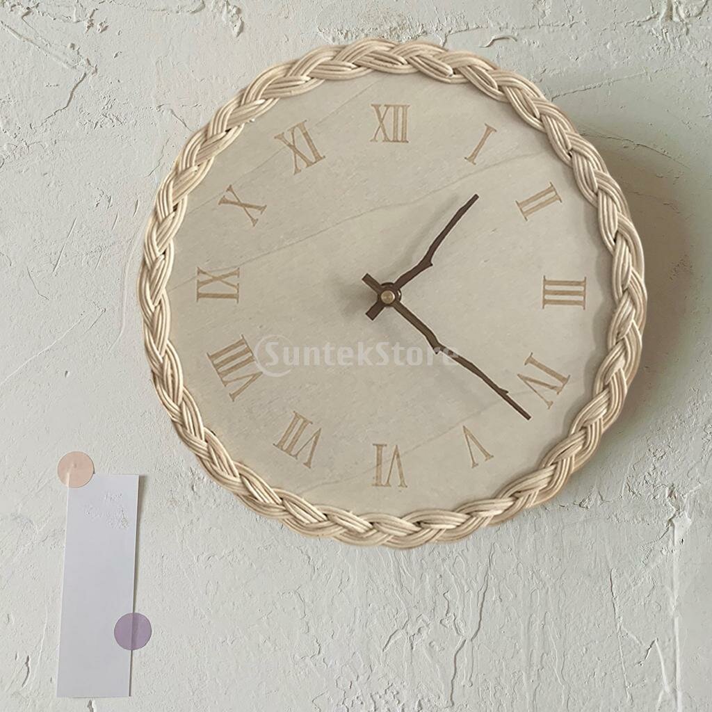 Настенные часы, бесшумные, ручной работы, 27 см, ротанговые,