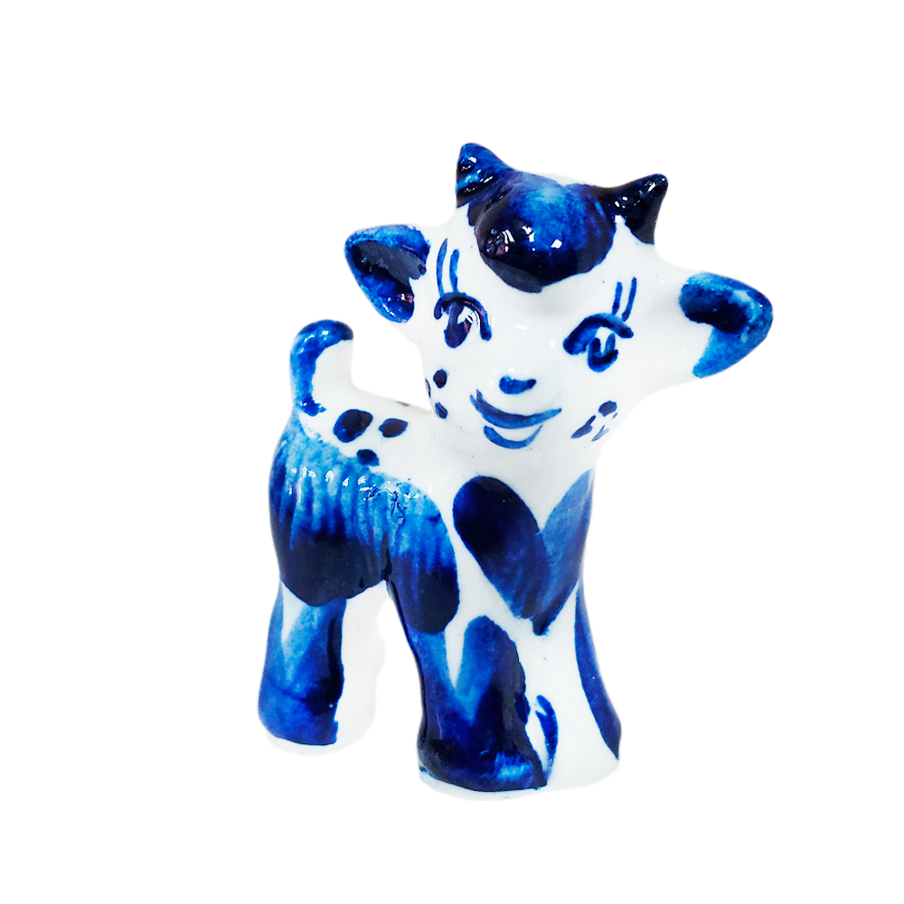 Фарфоровая фигурка ручной работы "Козленок Яшка", символ Нового года 2027, гжель