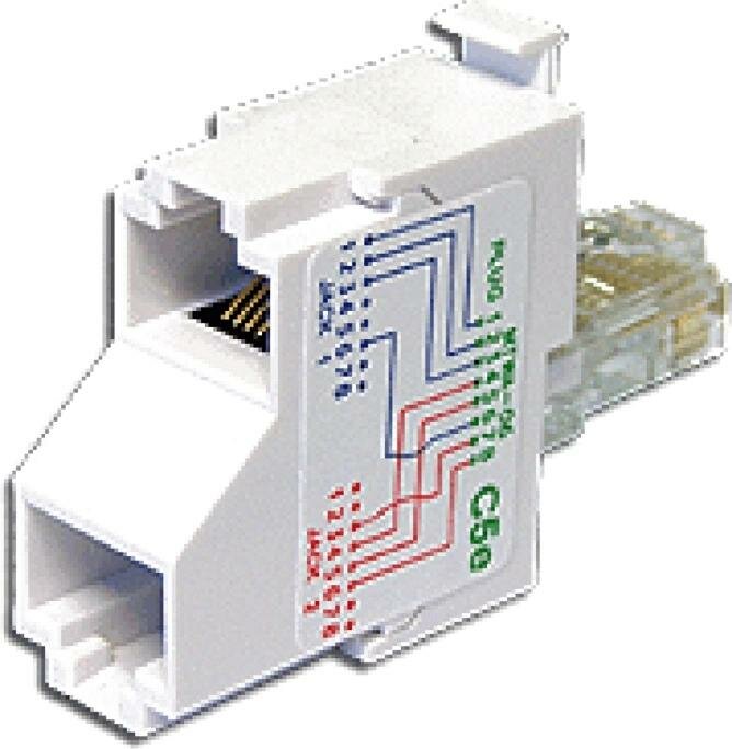 Адаптер Lanmaster белый, 1 телефонный, 1 компьютерный порт (TWT-T-E2-U2)