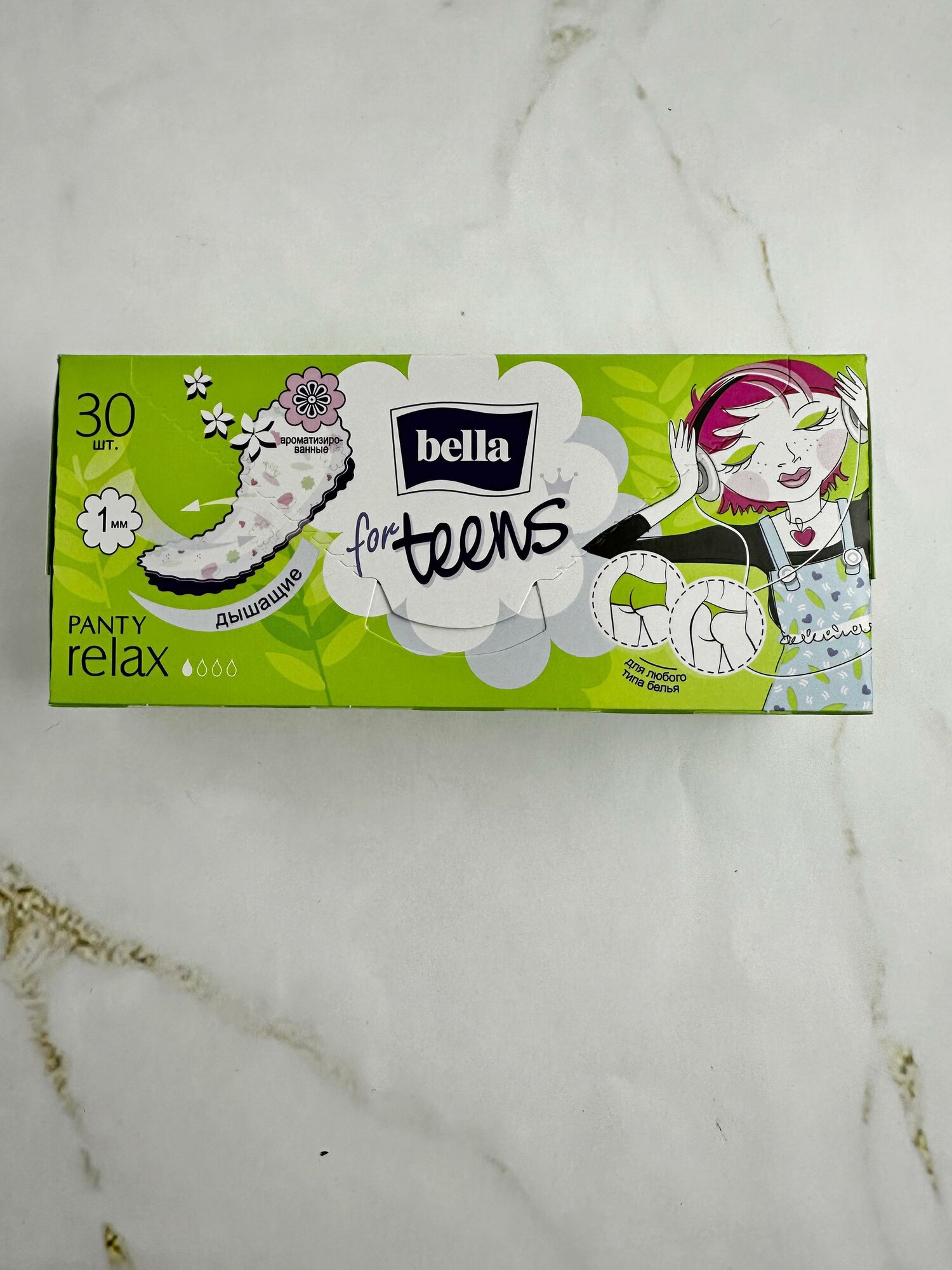 Прокладки гигиенические Bella Panty For teens Relax, ультратонкие, ежедневные, 1 капля из 4, 30шт